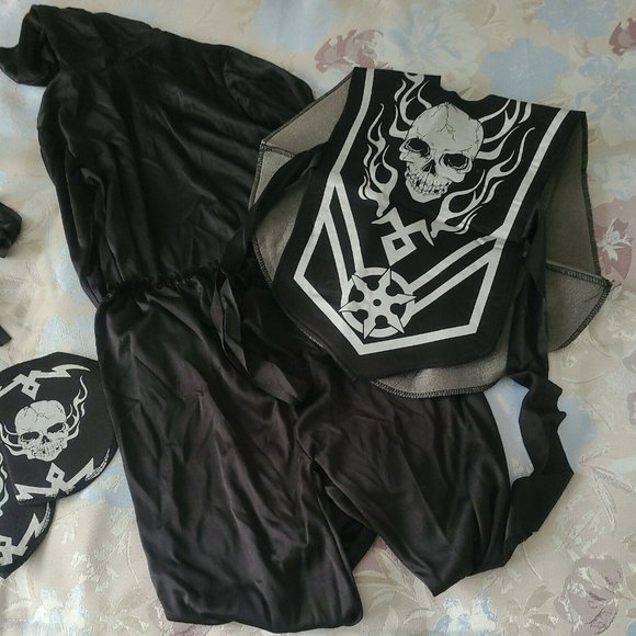 Costumes | Skull Lord Ninja Warrior Fighter Black Silver Costume Chest ...